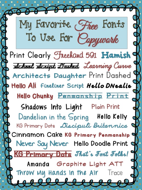 My Favorite Free Fonts To Use For Copywork – The Notebooking Nook