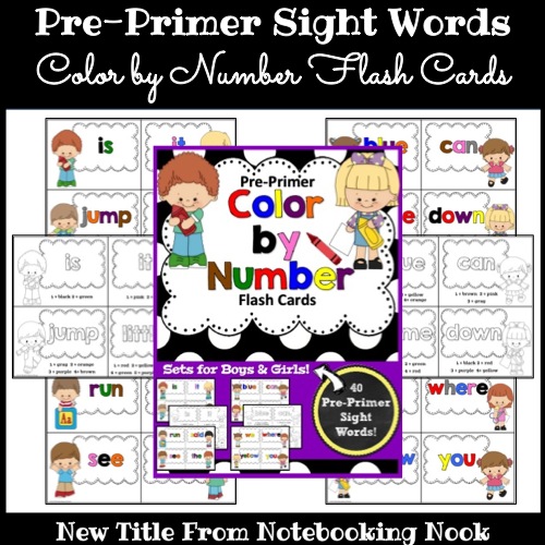 New Title: Pre-Primer Color By Number Sight Word Flash Cards – The ...