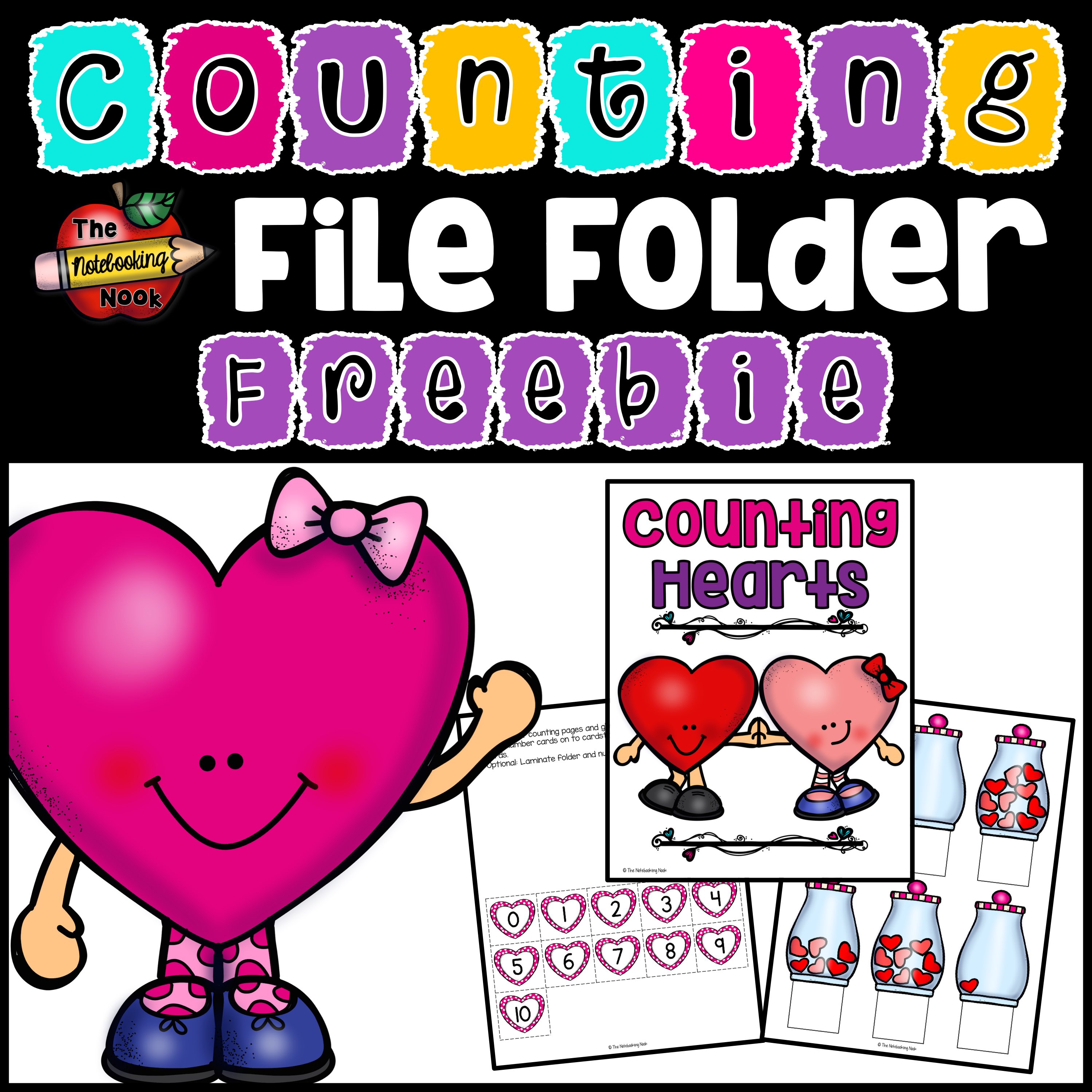 Free Counting Hearts File Folder Activity – The Notebooking Nook